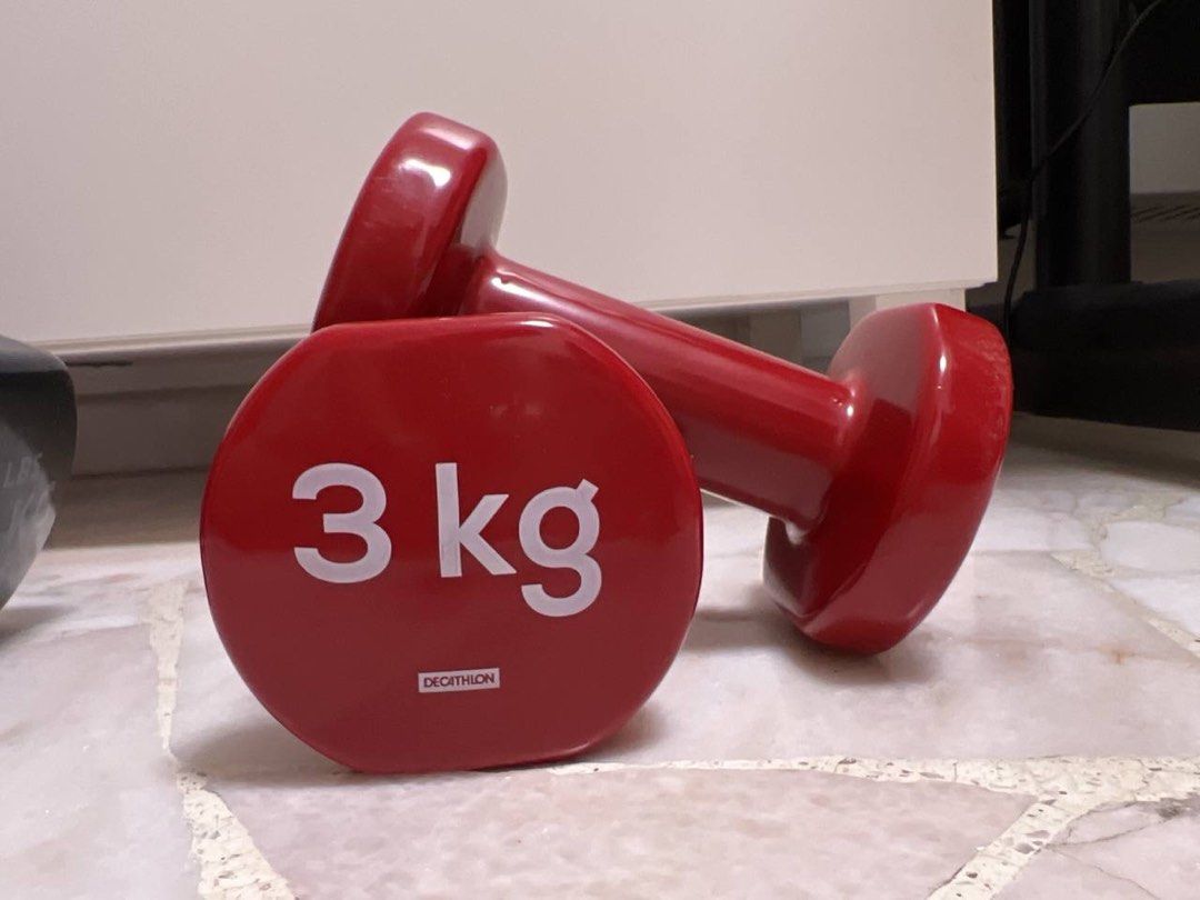 Decathlon 3kg dumbbells, Sports Equipment, Exercise & Fitness, Weights ...