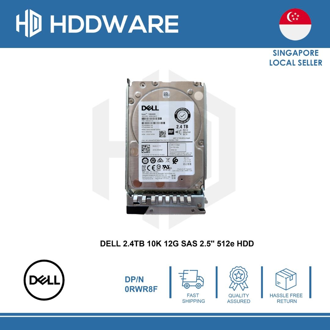 DELL 2.4TB 10K 12G SAS 2.5'' 512e HDD // RWR8F // 0RWR8F ...
