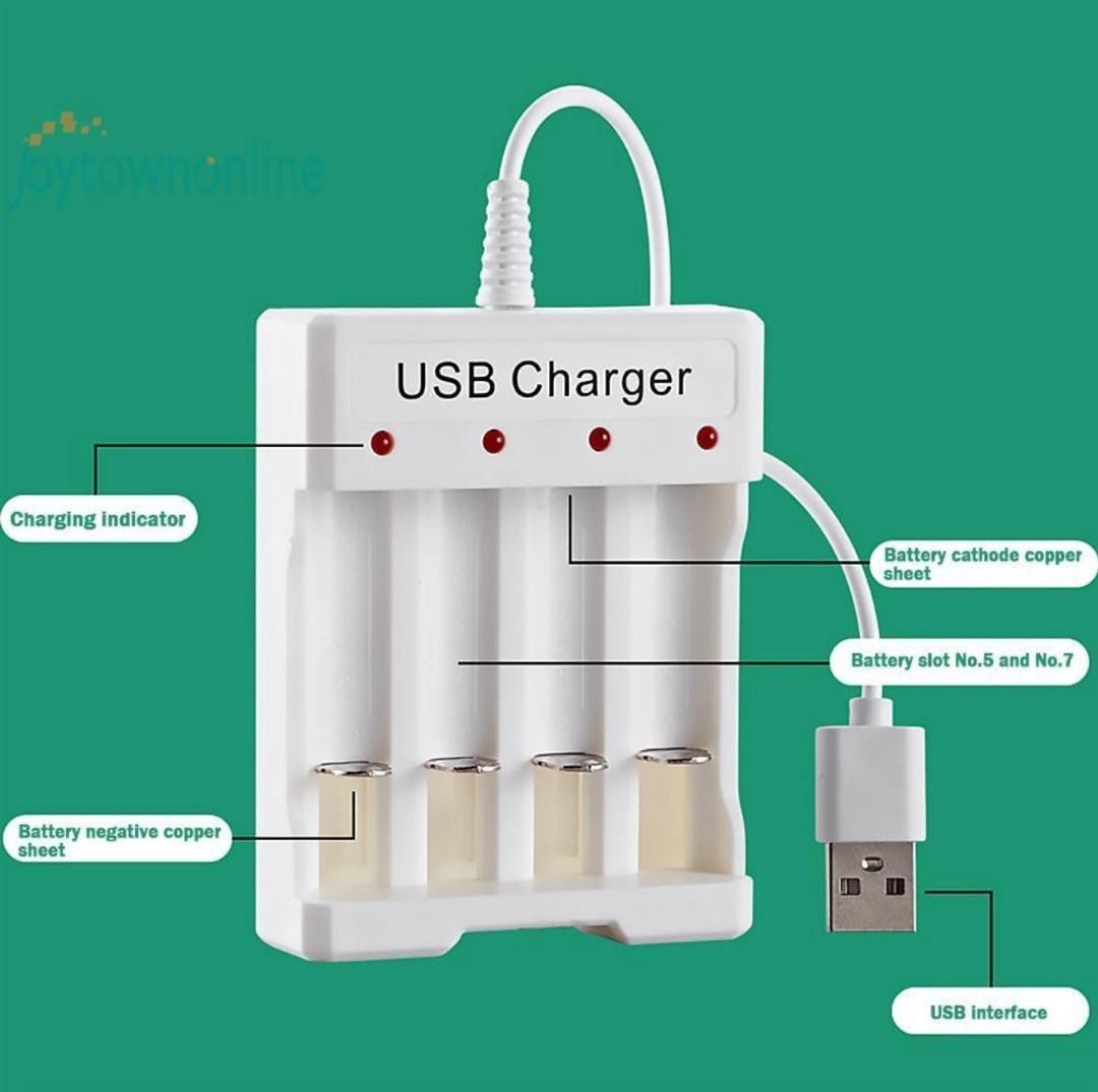 FAST AND EFFICIENT 4 Slots Smart USB LITHIUM RECHARGEABLE Battery ...