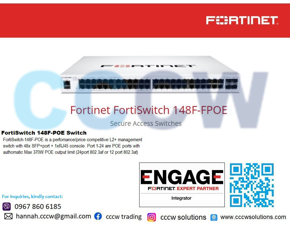 Fortinet FortiSwitch 148F-POE Secure Access Switches, Computers & Tech ...