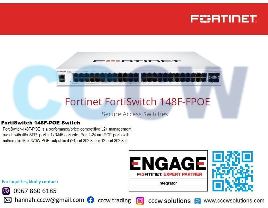 Fortinet FortiSwitch 148F-POE Secure Access Switches, Computers & Tech, Office & Business ...