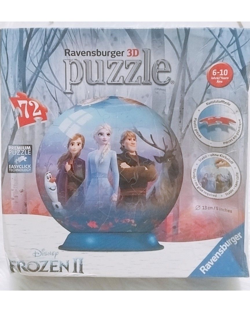 Frozen 2 3D Jigsaw Puzzle Ball, 72 Pieces Base Included, Babies & Kids ...
