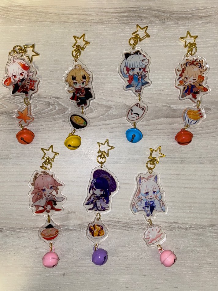 Genshin Sweets Paradise Keychains (Yoimiya, Kazuha, Thoma, Ayaka, Yae ...