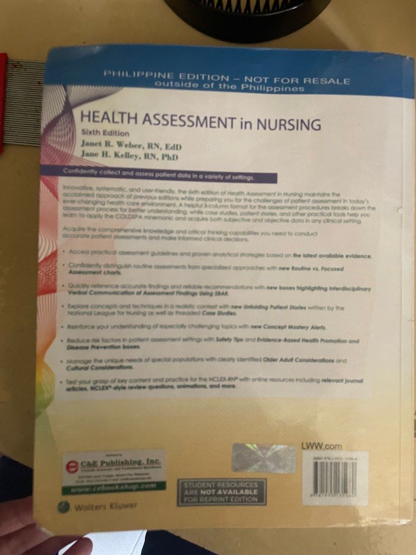 Health Assessment in Nursing 6th Edition by Weber & Kelley, Hobbies ...