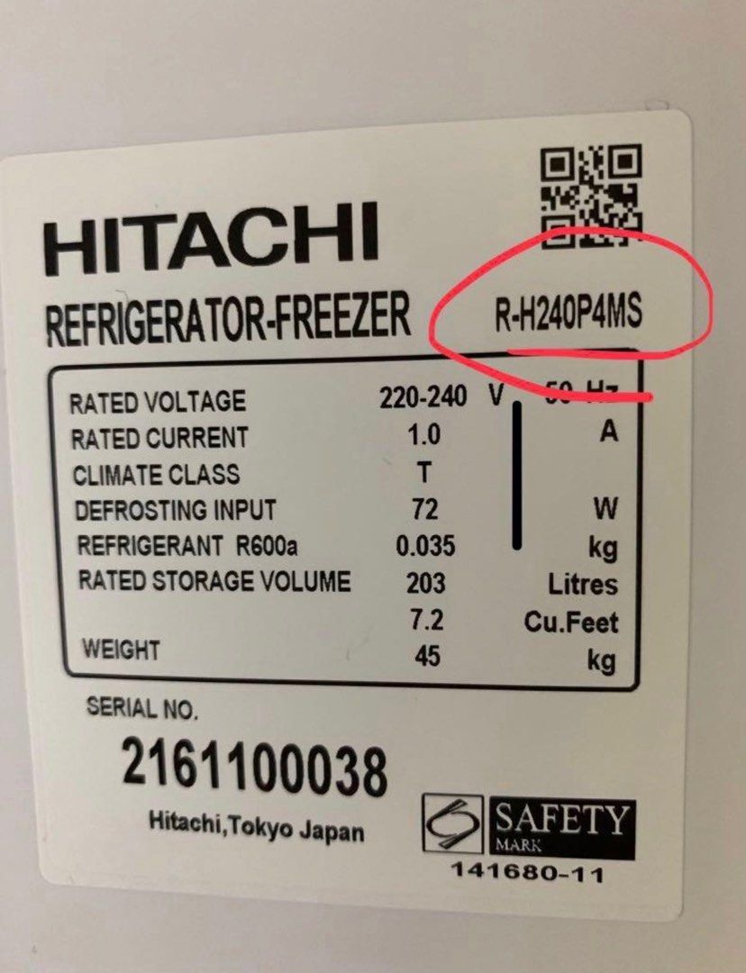 Hitachi 240L FRIDGE, TV & Home Appliances, Kitchen Appliances ...