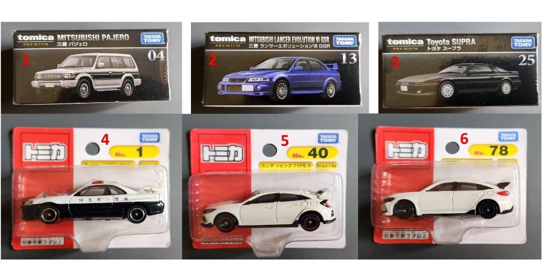 Hot Wheels Matchbox Takara Tomy Tomica Premium No. 04 Mitsubishi Pajero, 3 Mitsubishi Lancer ...