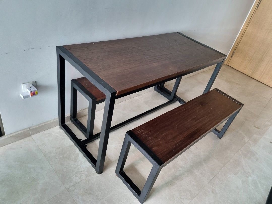 Industrial, Loft Dining Set., Furniture & Home Living, Furniture ...