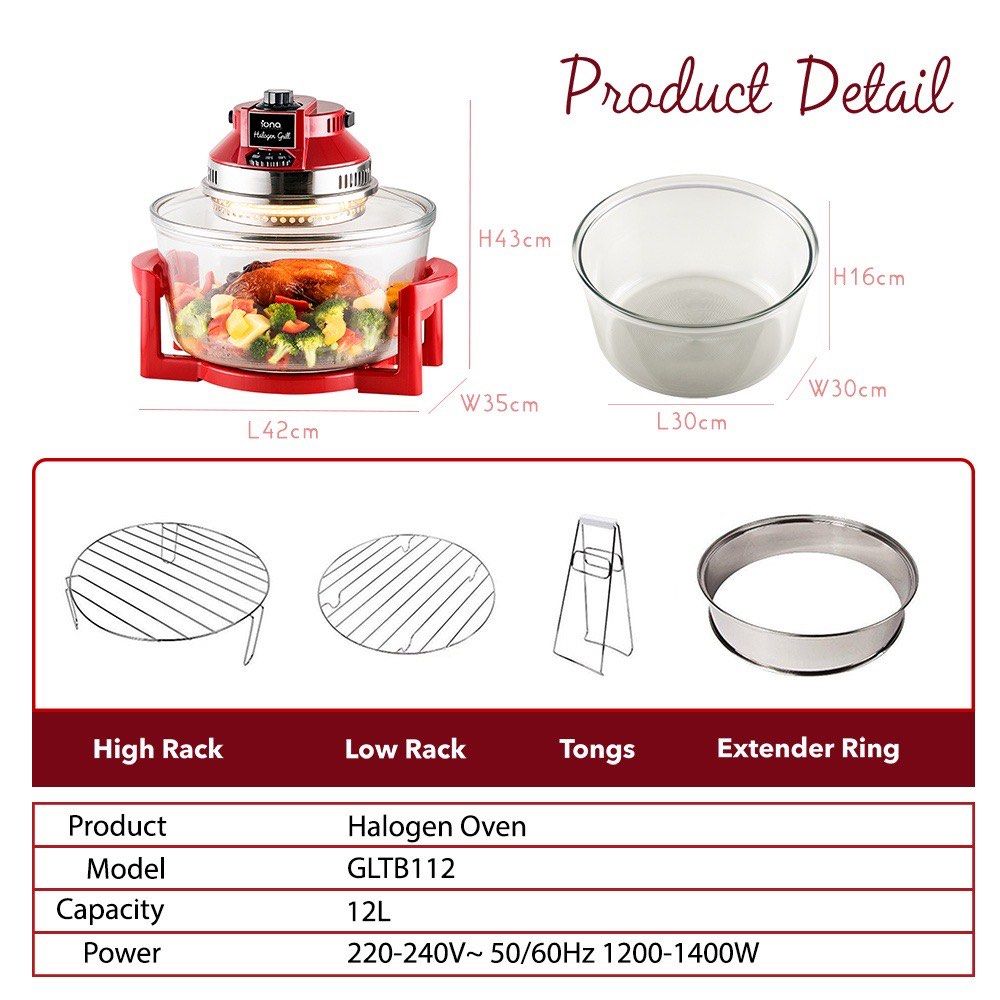 IONA Electric Halogen Grill Oven 12L, TV & Home Appliances, Kitchen ...