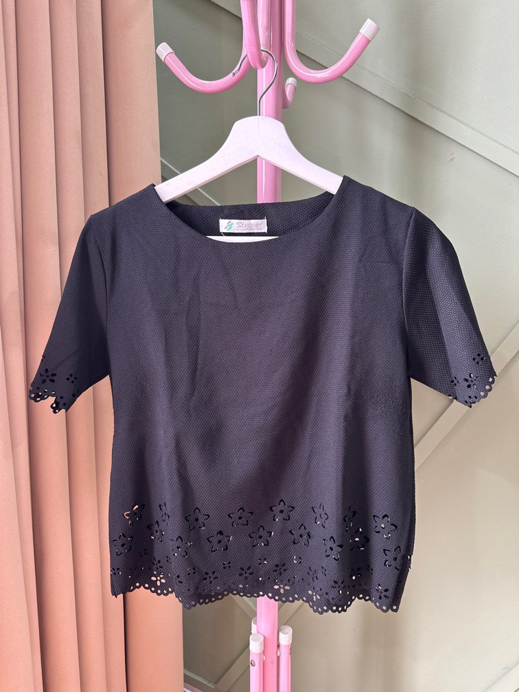 Laser Cut Crop Top Womens Fashion Tops Blouses On Carousell