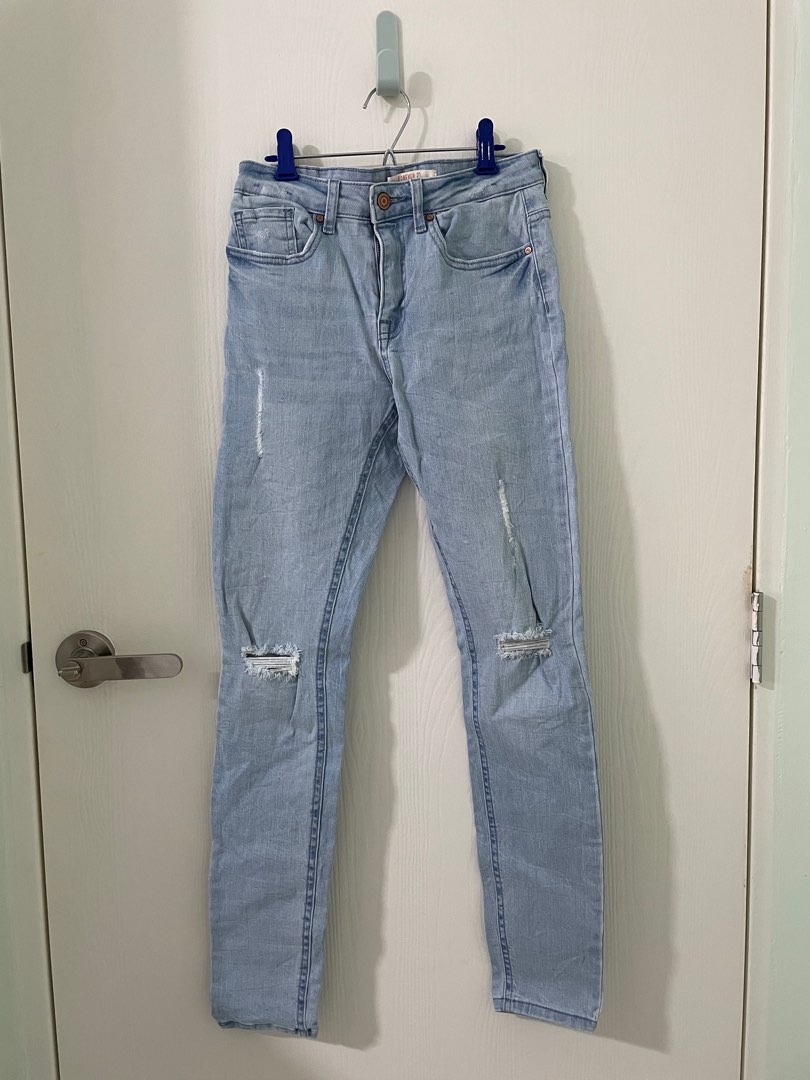 Light Blue denim ripped Jeans, Women's Fashion, Bottoms, Jeans ...