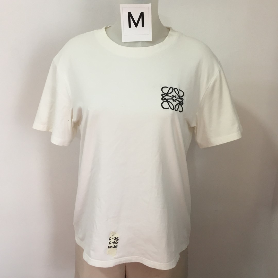 Loewe Embroidered Logo White T shirt, Women's Fashion, Tops, Shirts on ...