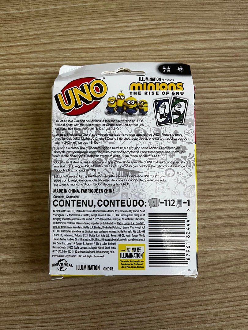 Minions UNO, 興趣及遊戲, 玩具 & 遊戲類 - Carousell