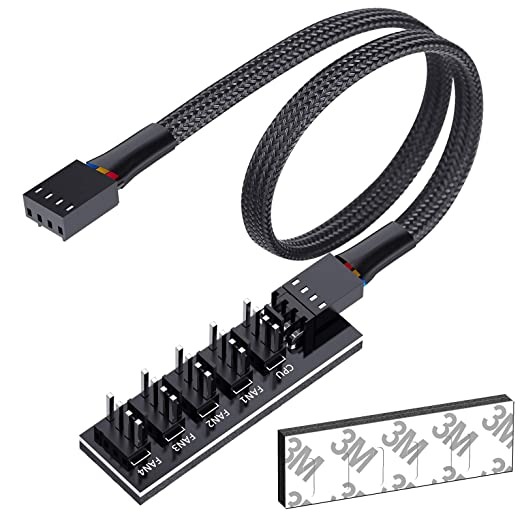 Motherboard PWM Fan Hub Splitter, 4 Pin Sleeved 1 to 5 Splitter 5 Way PC CPU Case Internal ...