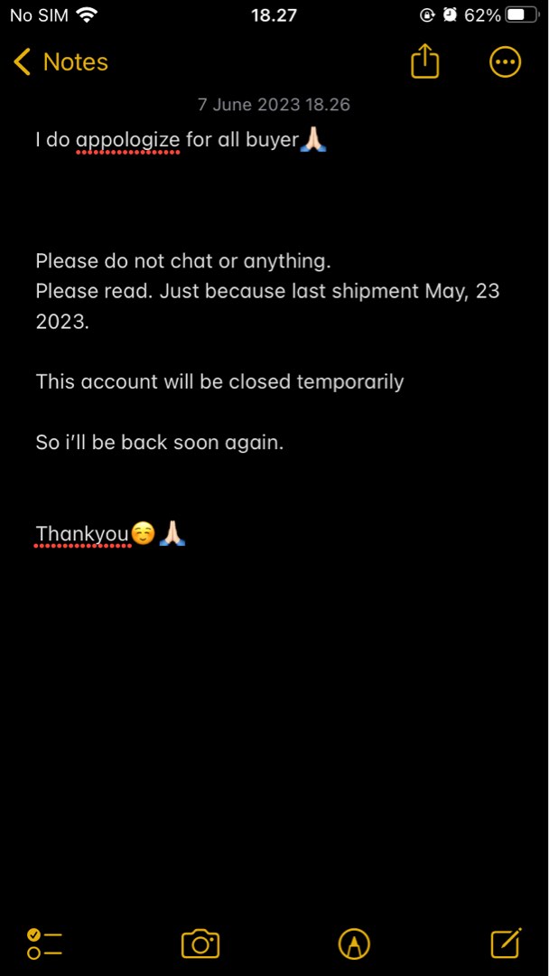SORRY THIS ACCOUNT CLOSED FOR A WHILE, Serba Serbi, Others di Carousell