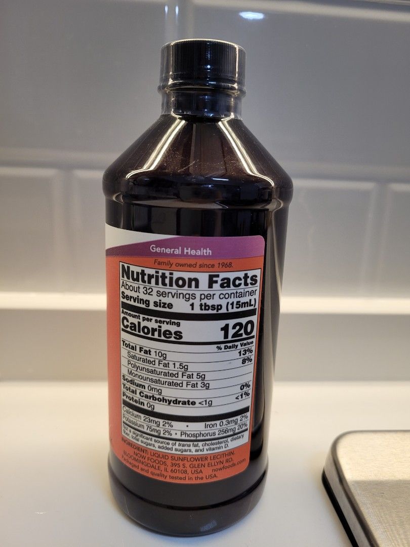 Now Sunflower liquid lecithin, Health & Nutrition, Health Supplements ...