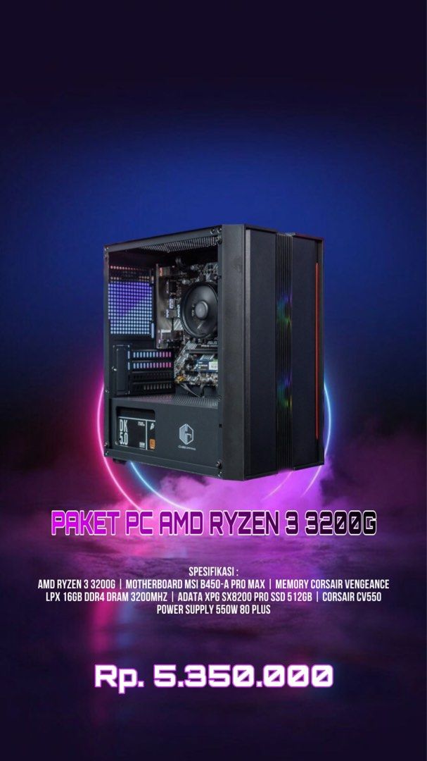 Paket PC AMD RYZEN 3 3200G !!, Elektronik, Komputer, Lainnya di Carousell