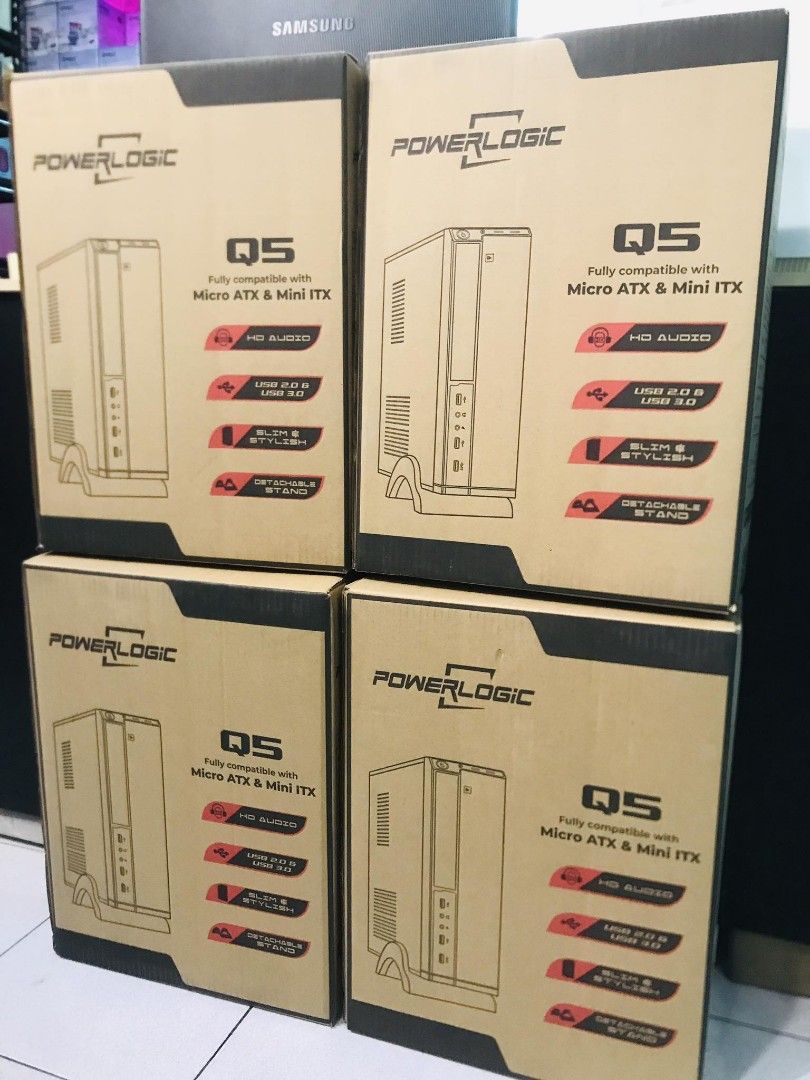 Powerlogic Q5 Slim Mini-Micro ATX PC Desktop Case with 600w PSU ...