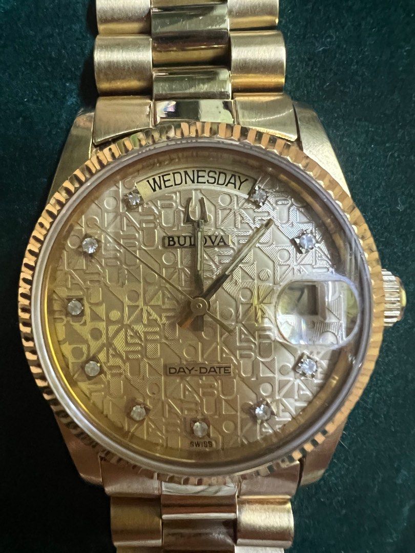 President bulova 24k with diamond original with box and papers super ...