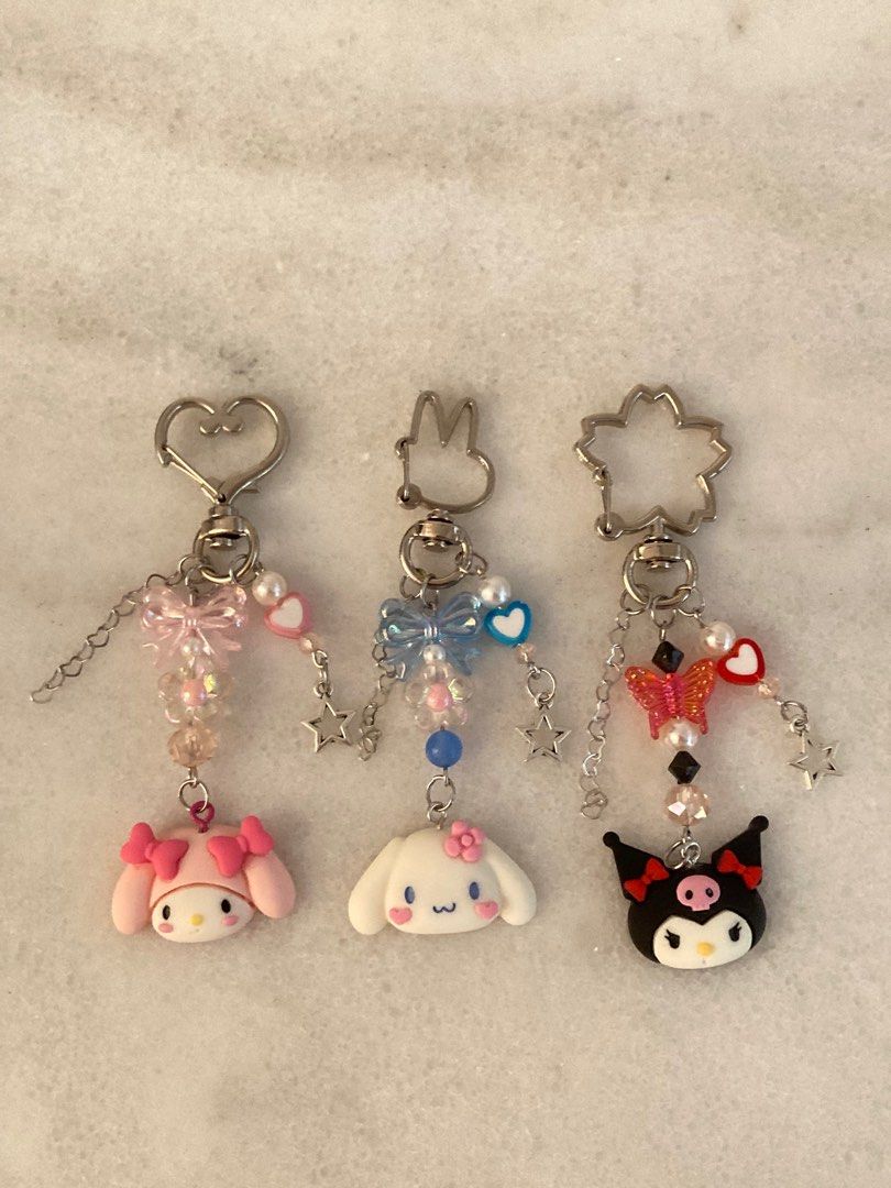 sanrio beaded keychains cinnamonroll, kuromi and melody, Hobbies & Toys ...