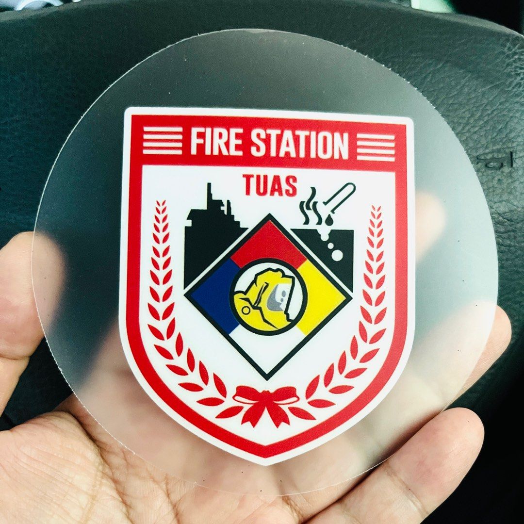 SCDF Tuas Fire Station . Static Cling Car Decal . 11cm diameter . Free ...