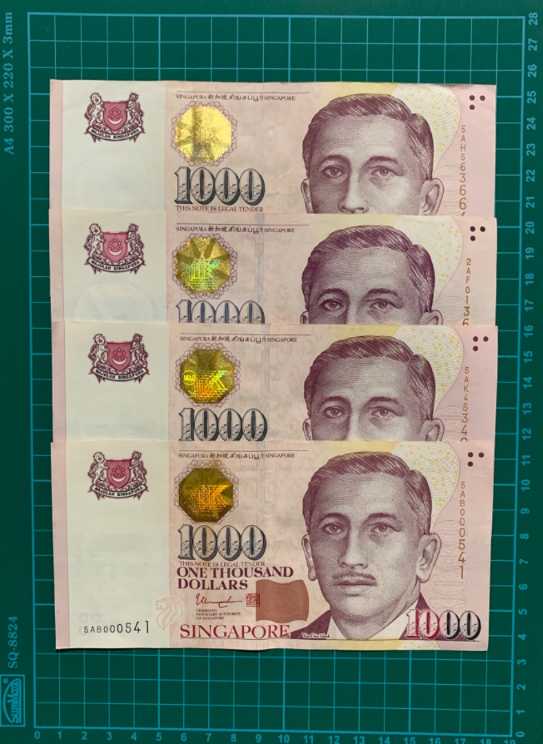 Singapore 1000 dollar currency Note, Hobbies & Toys, Memorabilia ...