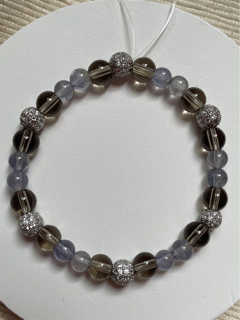 Smoky quartz x lolite Crystal Bracelet, Women's Fashion, Jewelry ...
