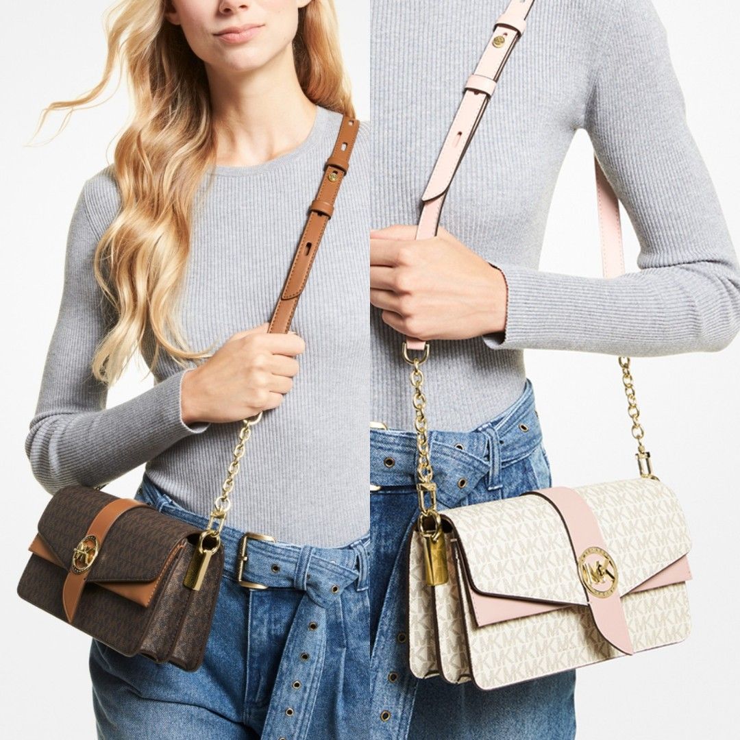 Tas MK Greenwich Shoulder Bag Wanita Set Box, Barang Mewah, Tas ...