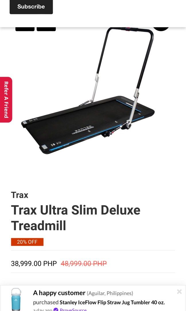 Trax Ultra Slim Treadmill, Sports Equipment, Exercise & Fitness, Cardio ...