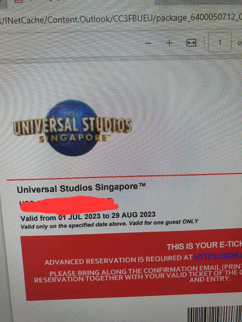 4 USS ticket Valid from july to aug 2023 with 5 meal voucher, Tickets ...