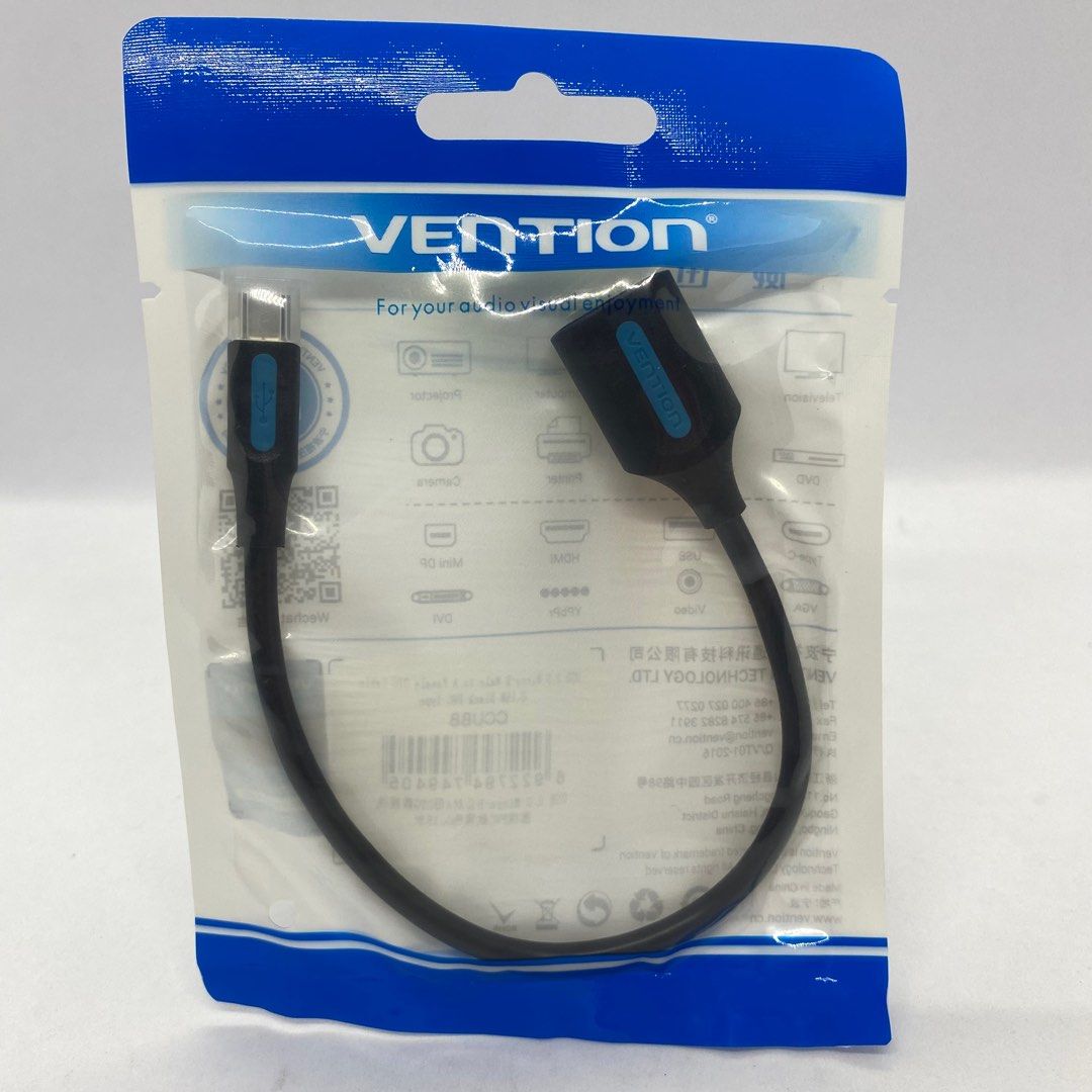 Vention USB 2.0 Micro B Male to A Female OTG Cable 0.5M Black PVC Type ...
