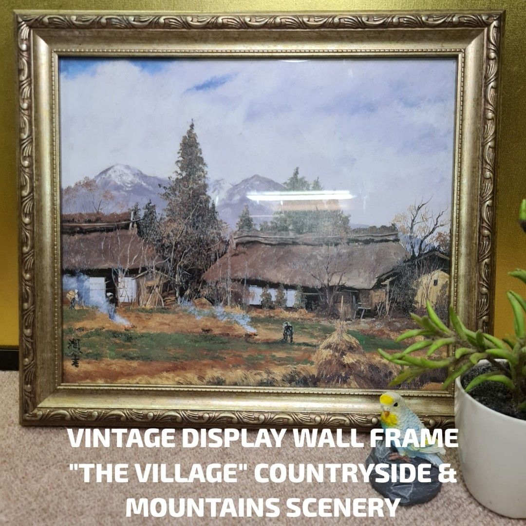 VINTAGE DISPLAY WALL FRAME "THE VILLAGE" COUNTRYSIDE & MOUNTAINS ...