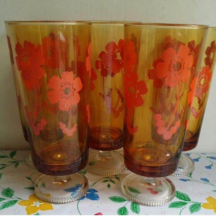Vintage footed glasses, Hobbies & Toys, Memorabilia & Collectibles, Vintage Collectibles on ...