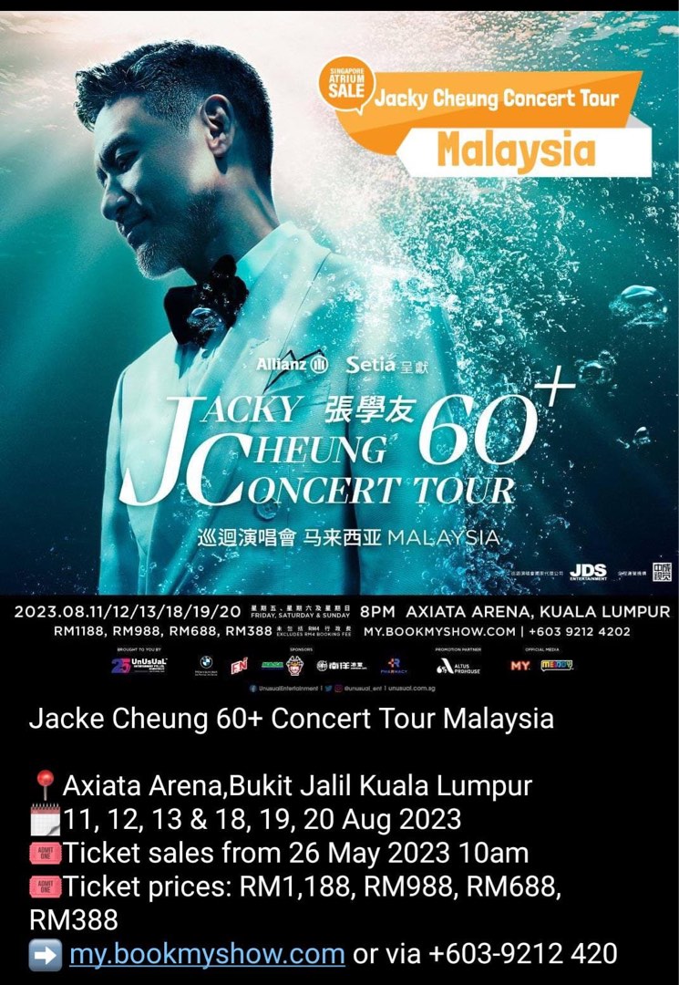 Jacky Cheung 60+ Concert Tour Malaysia, Tickets & Vouchers, Event Tickets on Carousell