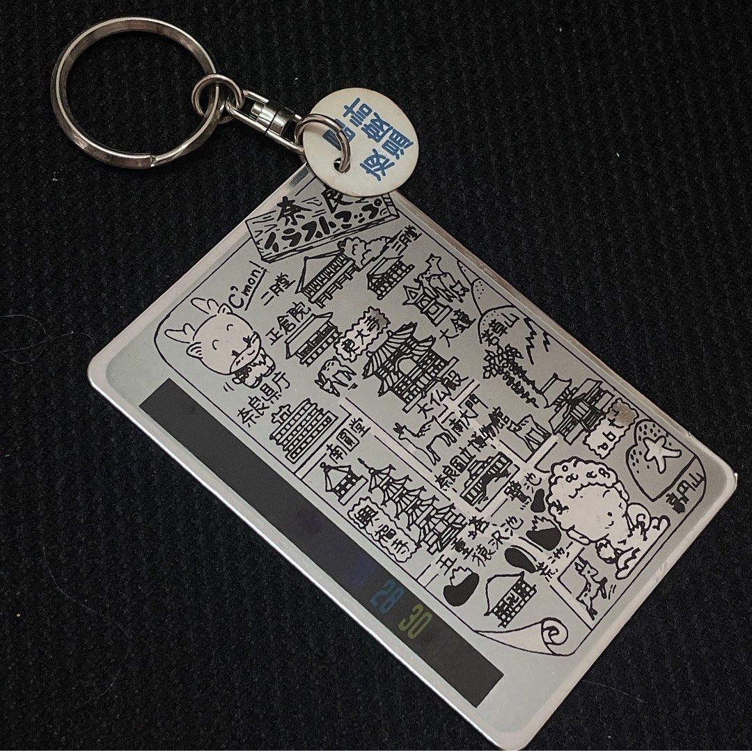 日本奈良熱感應液晶溫度計鑰匙圈 吊飾 金屬不鏽鋼 卡片 地圖 @c495#, 她的時尚, 珠寶、飾品與收納, 吊飾在旋轉拍賣
