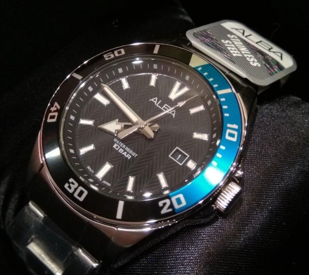 Alba Seiko " Batman " 100m Dive Quartz Watch Comes With Free Nato Strap ...