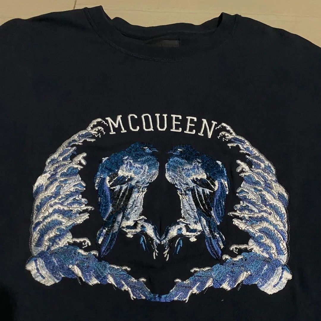 ALEXANDER MCQUEEN EMBROIDERED BIRDS LOGO SWEATSHIRT NAVY, Fesyen Pria ...