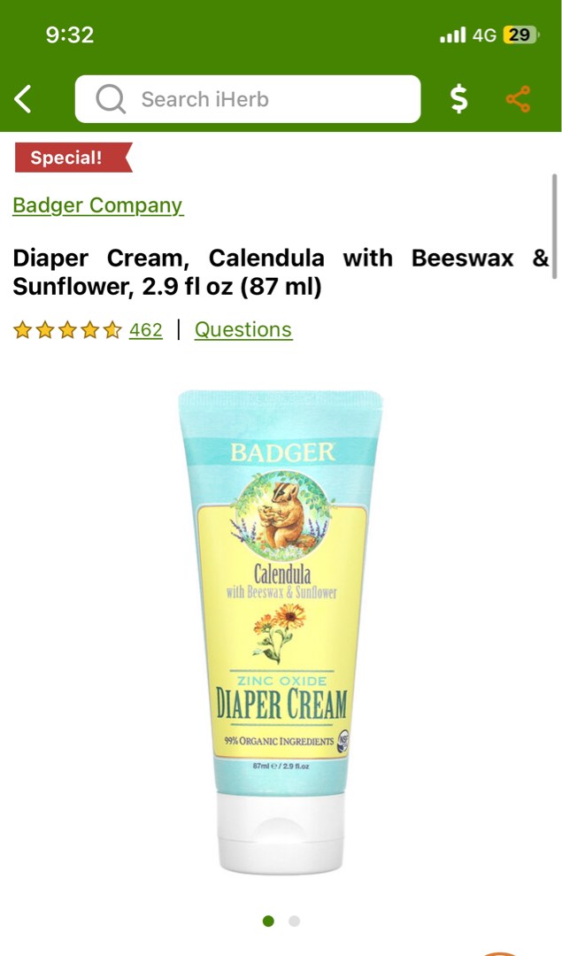 Badger 99% Organic Diaper Balm, Babies & Kids, Bathing & Changing ...