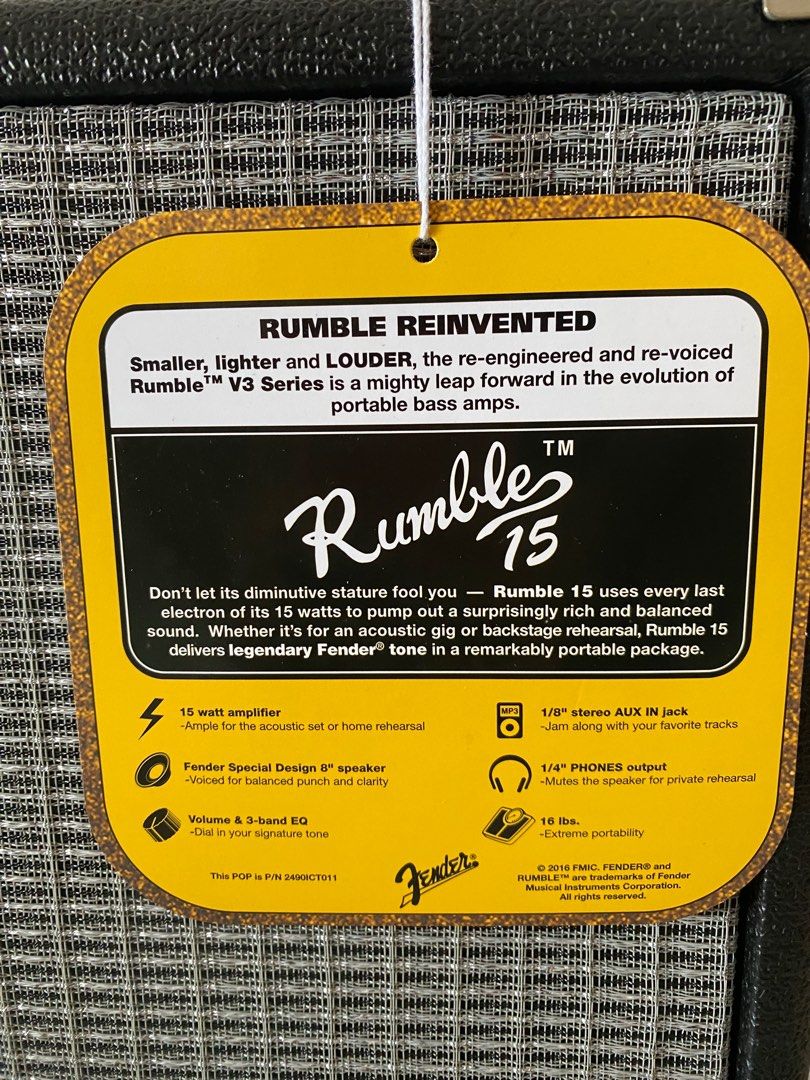 Bass Amplifier - Fender Rumble 15 V3 Series, Hobbies & Toys, Music ...