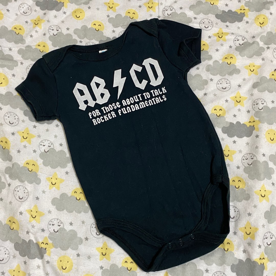 Black onesie acdc abcd 6-9mos on Carousell