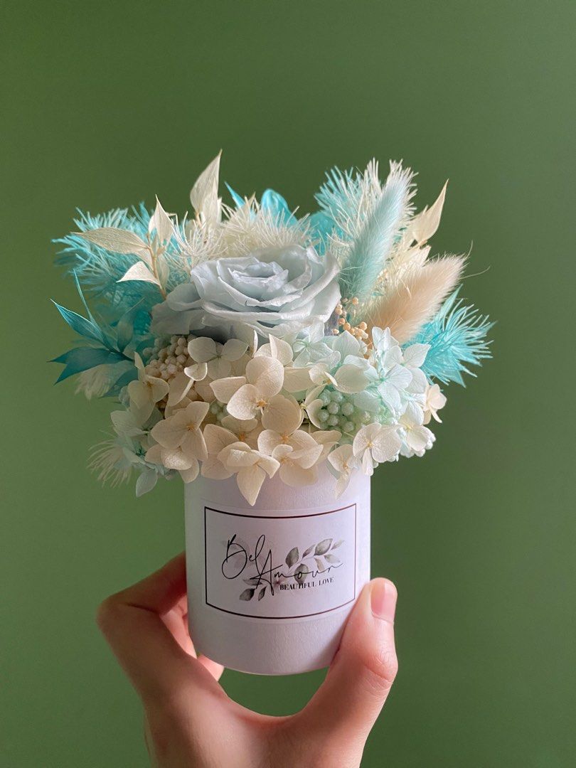 Blue Preserved flower box Bel Amor, Hobbies & Toys, Stationery & Craft ...