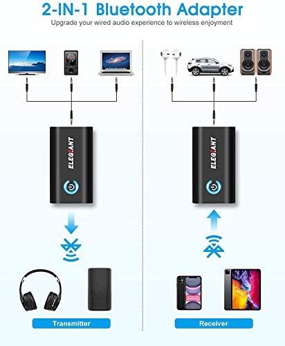 Bluetooth 5.0 Transmitter Receiver, 2 in 1 Wireless 3.5mm Audio ...