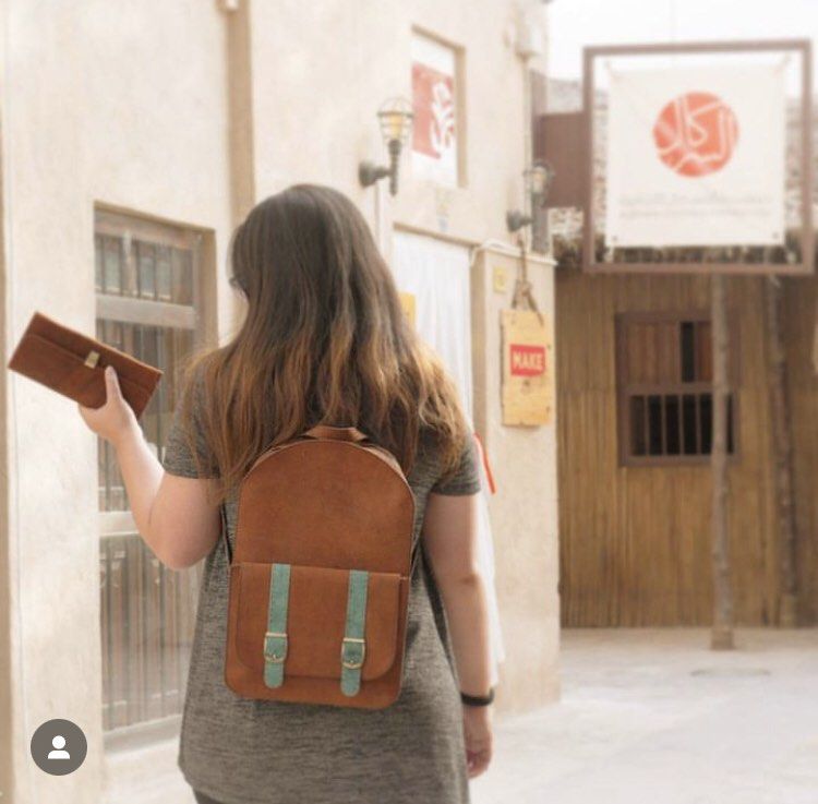 Camel Leather A4 Backpack from Dubai on Carousell