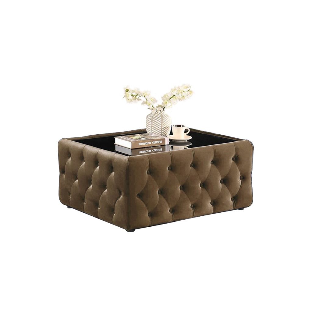 Chesterfield Coffee Table with Black Glass Top (FREE INSTALLATION ...