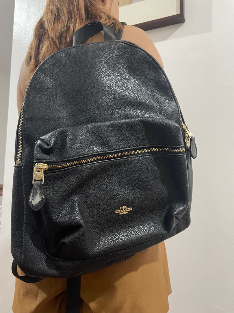 Coach Black leather Backpack on Carousell
