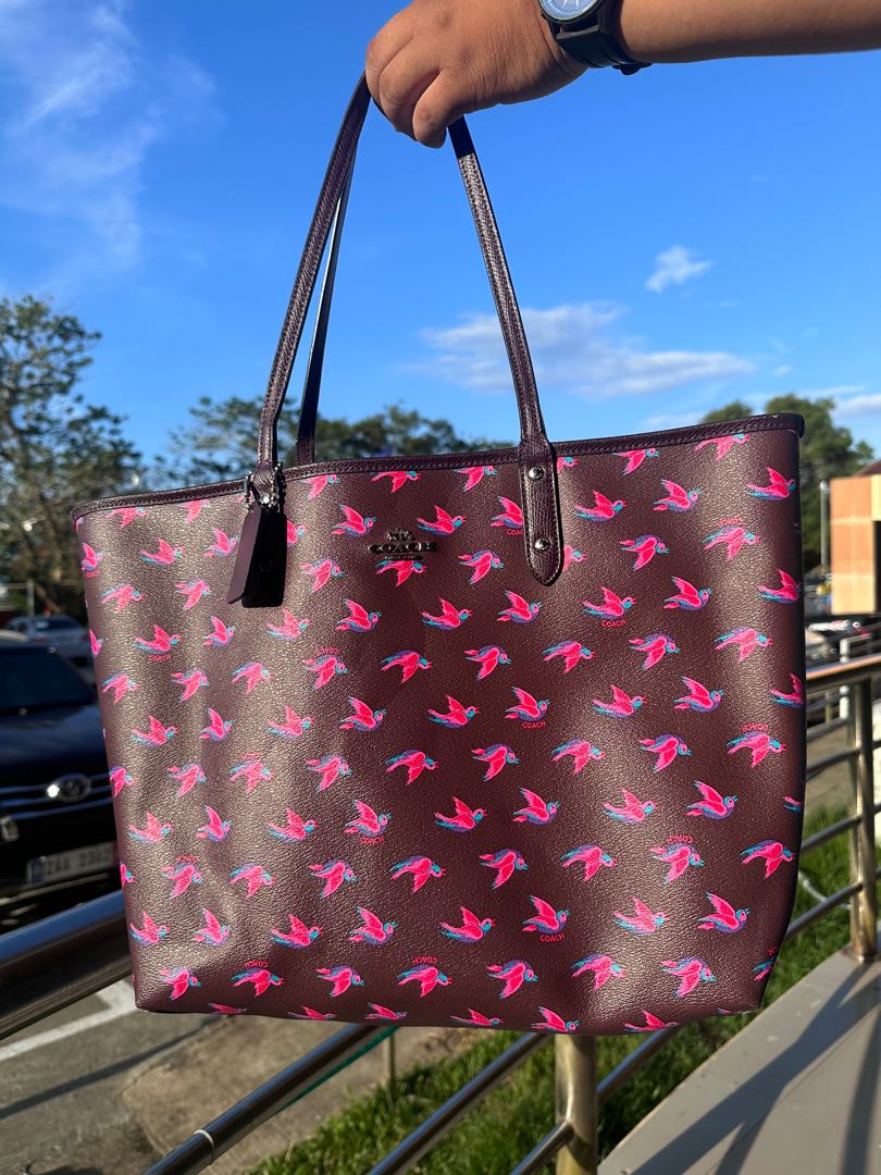 Coach Happy Birds reversible city tote, Luxury, Bags & Wallets on Carousell