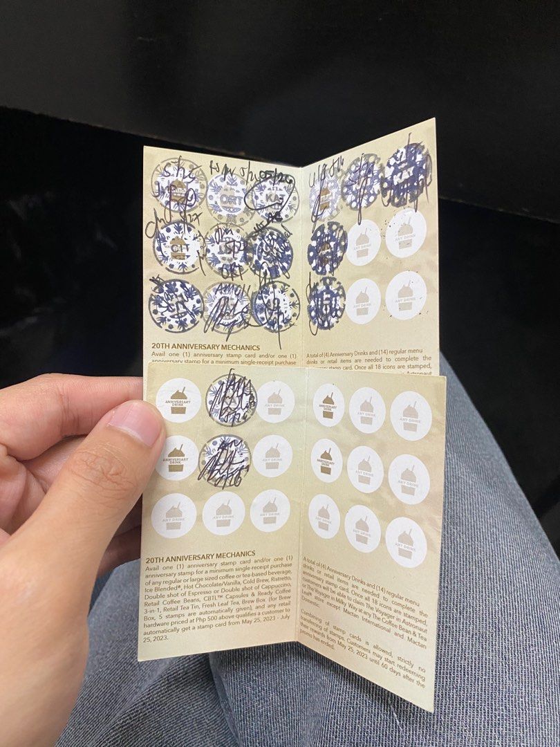 Coffee Bean and Tea Leaf (CBTL) 20th Anniversary Voyager bag stamp card ...