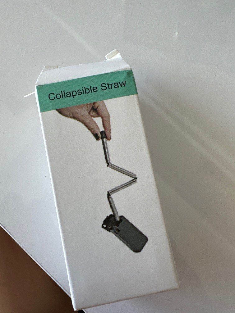 Collapsible reusable straw stainless steel green, Hobbies & Toys ...