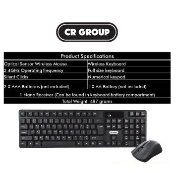 CR Group Wireless Keyboard and Mouse Combo / 2.4G / Lightweight ...