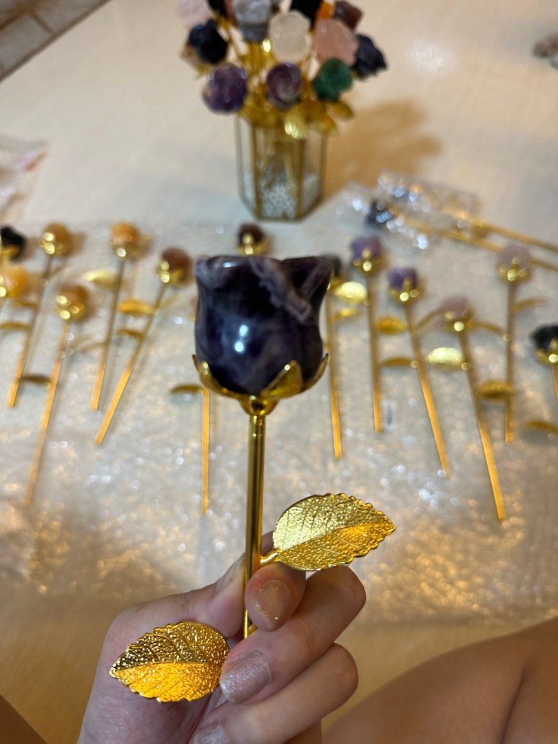 Crystal rose, Women's Fashion, Jewelry & Organisers, Precious Stones on ...