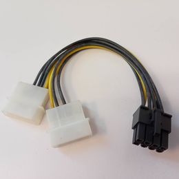 Dual 4 Pin Molex IDE to 8 Pin PCI Express Power Cable PCI-E Adapter on ...